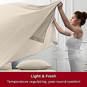 Mellanni Queen Sheet Set - 6 Piece Iconic Collection Bedding Sheets & Pillowcases - Luxury, Ultra Soft, Cooling Bed Sheets - Deep Pocket up to 16 inch - 6 PC (Queen, Burnt Sand w/Extra Pillow Cases)