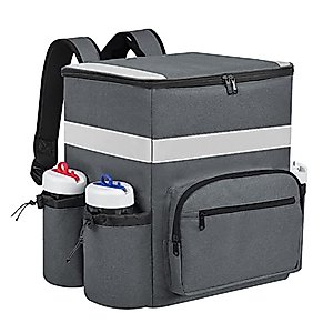 ZFZGFRCS Food Delivery Backpack Pizza Delivery Bag Insulated Delivery Bag with Cup Holders, Delivery Backpack with Support Boards for Bike Delivery, Food Delivery Bag for Carry HOT/COLD (Gray)