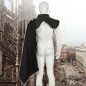 Fuman mens Medieval Shawl Renaissance Half Cape High Texture Lace Up, Black, Medium