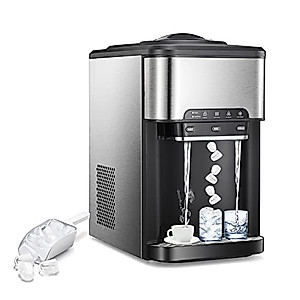 Antarctic Star 3-in-1 Water Cooler Dispense with Built-in Ice Maker, 3 Temperature Settings - Hot, Cold & Ice Holds 3 - 5 Gallon Bottles for Home, Kitchen,School, ETL(Stainless Steel)