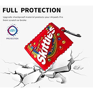 BNBKIKO Compatible Air pod Pro Case,Silicone 3D Cute Fun Candy Biscuit Skittles Air pod Pro Case, Kawaii Fashion Cool Design Skin, Suitable for Teen Girl Boy (3/Pro Skittles red)