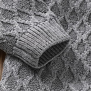 Hadetoto Newborn Baby Sweater Romper Knit Outfits Long Sleeve Jumpsuit with Warm Hat for Infant Boy Girl