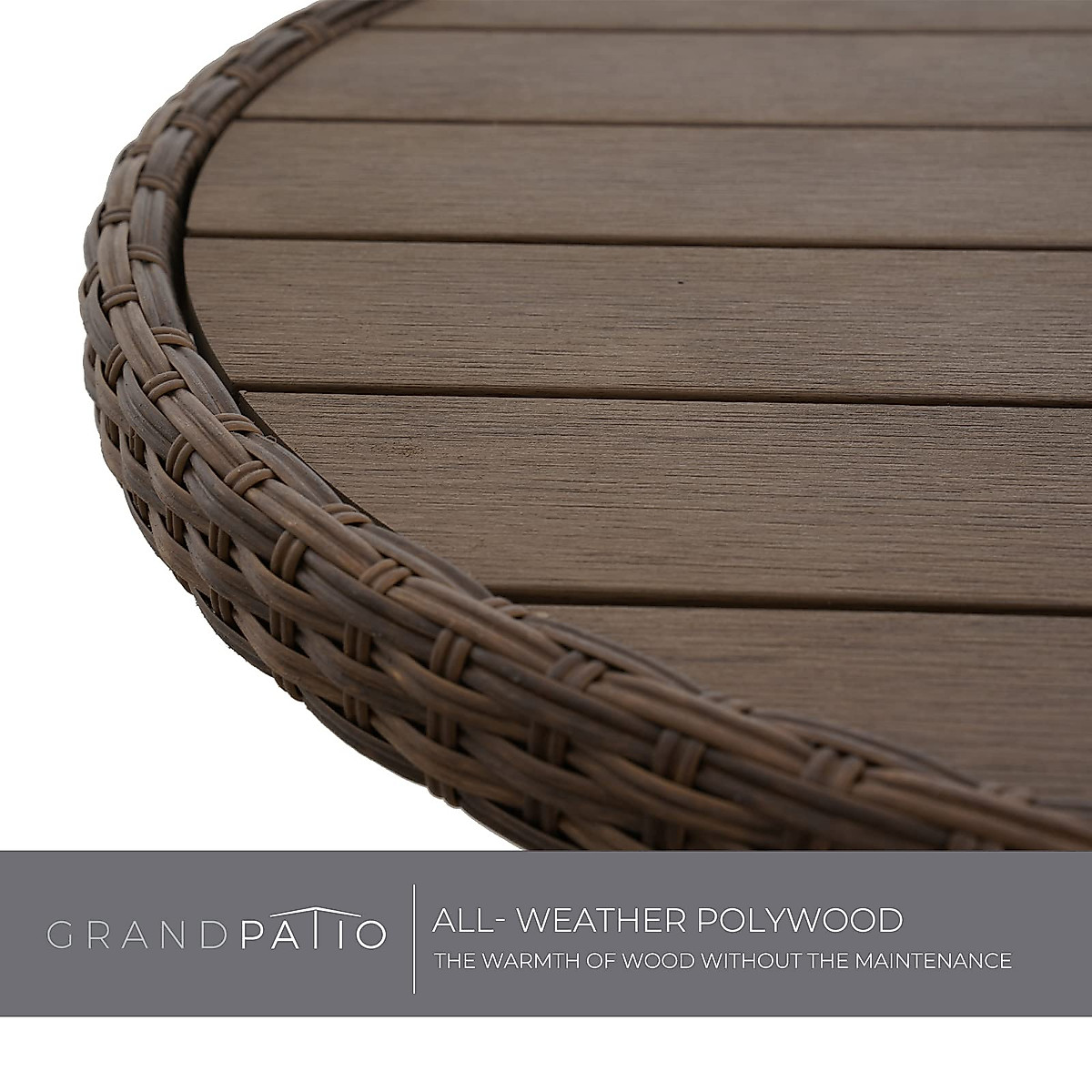 Grand patio 3-Piece Patio Bar Set, Outdoor Wicker Bar Stools Set with Olefin Cushions and Faux-Wood Table Top,Bar Table and Chairs Set for Garden,Backyard,Traditional American Style-Brown