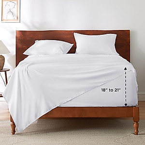 Bedsure Deep Pocket Full Size Sheets Set - Fits Mattresses Up to 21" Thick, 4 Piece Air Mattress Sheets with Deep Pocket, Moisture Wicking Soft Cooling Bedding Sheets & Pillowcases, White