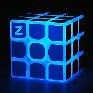 TANCH Blue Fluorescent Speed Cube 3x3x3 Glow in The Dark Luminous Magic Cube Puzzle Toy