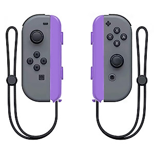 XBERSTAR1pair Straps for Switch Original .Con Strap with Thumb Grips Cap (Purple&Black Straps)