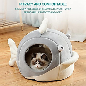 Cat Beds for Indoor Cats - Cat Bed Cave with Removable Washable Cushioned Pillow, Calming Cozy Soft Cat Cave, Cute Friendly Dolphin Cat Houses for Indoor Cats No Deformation Pet Bed, M