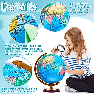 Amylove 13'' Illuminated World Globe with Stand 720°/360° Rotation Rewritable Light Up Globe for Kid World Map for Interactive Learning Light with Base Lamp LED Decor(Classic)