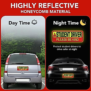 DIYMAG 6Pcs Student Driver Sticker Magnet for Car, Please Be Patient New Drivers Glow in Dark Accessories Magnetic Novice New Drivers Sticker Safety Warning Magnetic Vehicle Signs Reusable