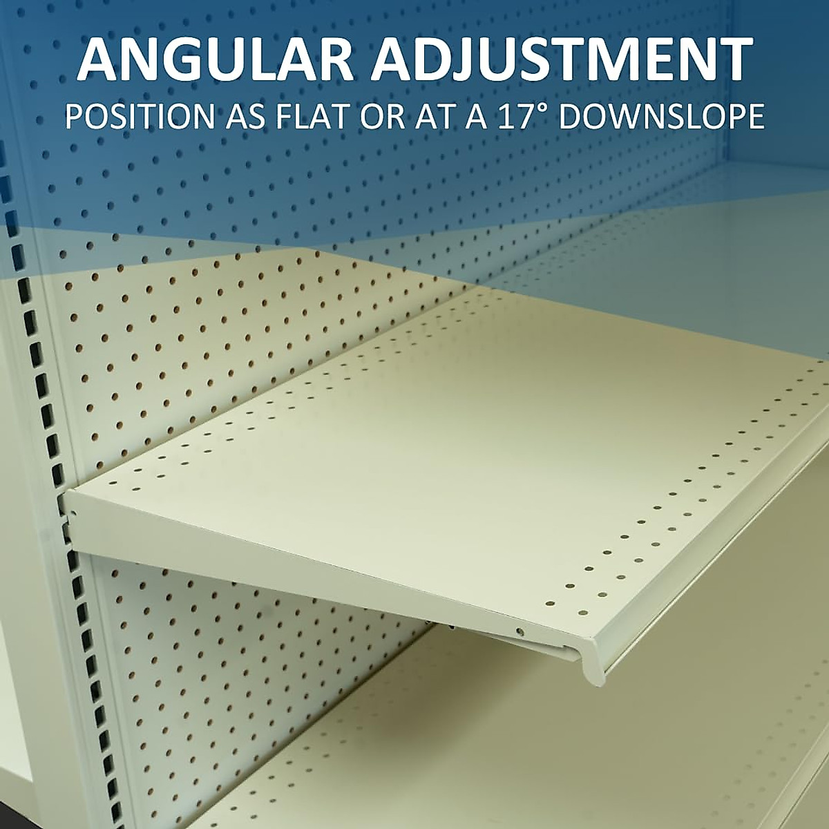 Lozier TL Shelf - Retail Display Shelving - Compatible Gondola Shelving Units - Product Shelves for All Commercial Business Types - 4' Width x 22" Depth (Platinum)