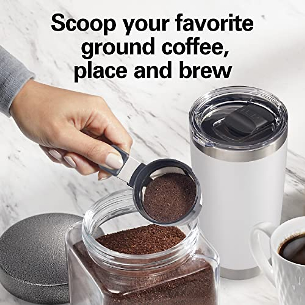 Hamilton Beach The Scoop Single Serve Coffee Maker & Fast Grounds Brewer for 8-14oz. Cups, Brews in Minutes, Black (47620), Next Gen