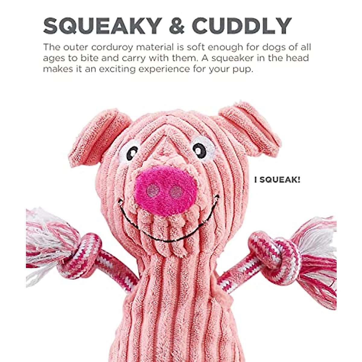Outward Hound by Charming Pet Ranch Roperz Pig Plush Squeaky Dog Toy