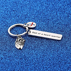 WUSUANED CHD Keychain Mom/Dad of A Heart Warrior Keychain Congenital Defect Awareness Gift for Heart Warrior Mom Dad (dad of a heart warrior K)