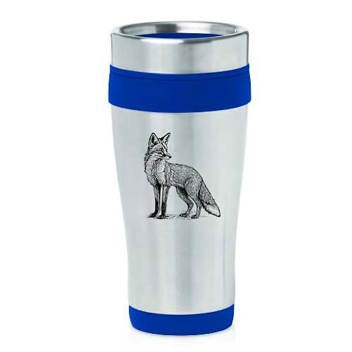 16oz Insulated Stainless Steel Travel Mug Coffee Mug Tumbler Fox (Blue)