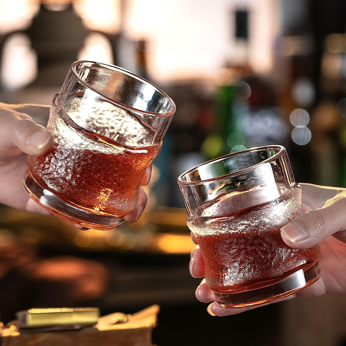 PTSTING Whiskey Glasses 10 oz Old Fashioned Whiskey Glasses Scotch Glasses Set of 6 Rocks Glass for Scotch Bourbon Whisky Cocktail Cognac Vodka Gin Tequila Rum Liquor Rye