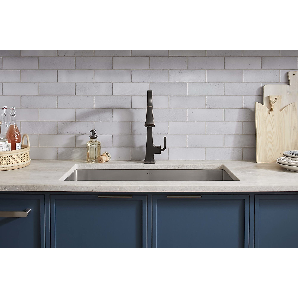 KOHLER 23830-2BZ RIff Single-Handle, Kitchen Sink Faucet with Pull-Down Sprayer, Oil Rubbed Bronze