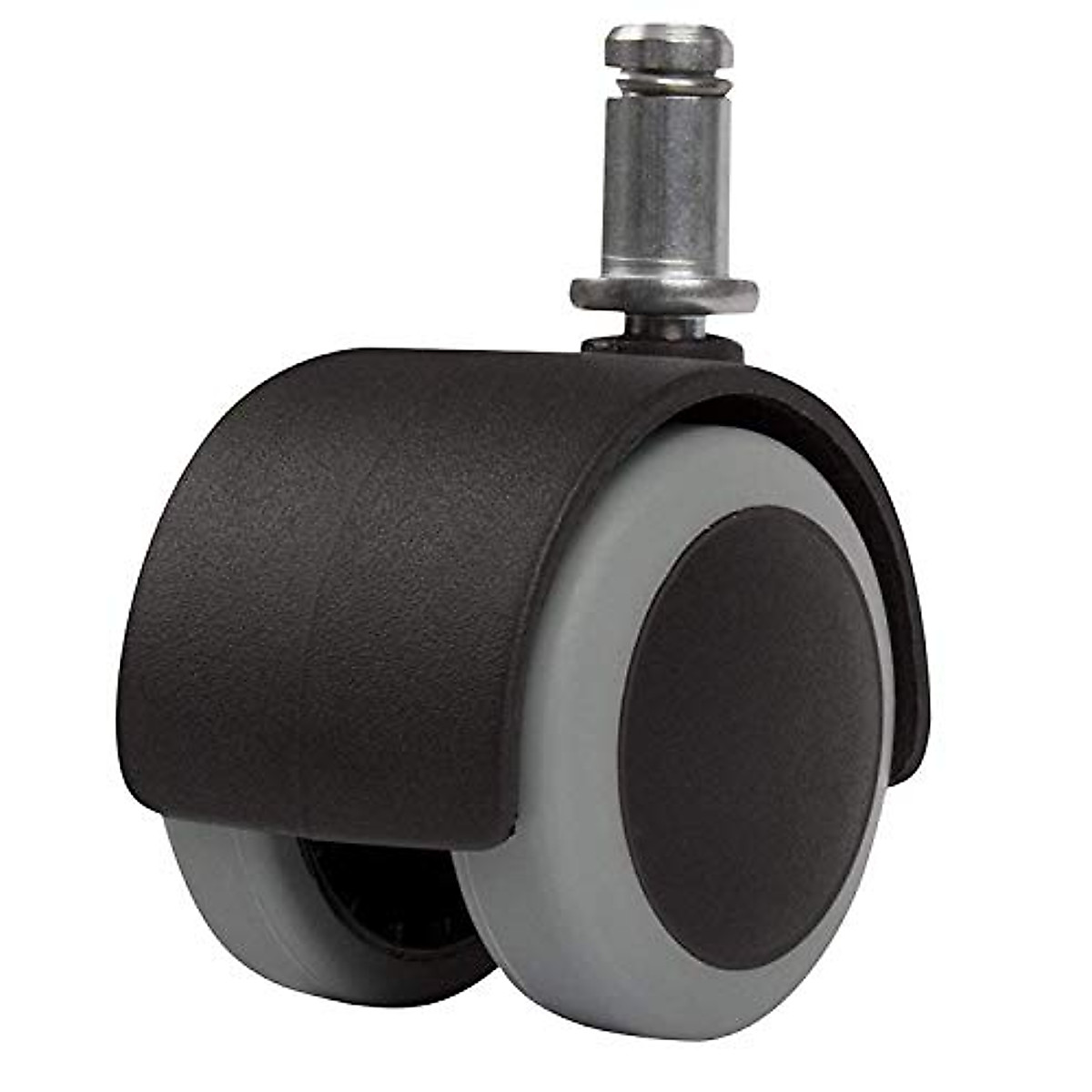 Premium 2 Inch Floor Protecting Rubber Office Chair Caster Wheels (Set of 5) Standard Stem Size - Black/Gray