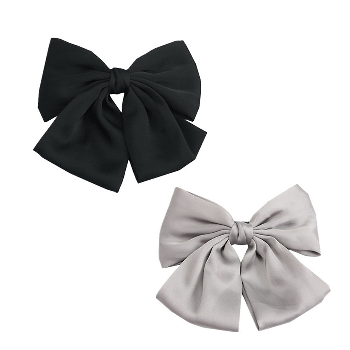 PIDOUDOU Set of 6 Big Satin Solid 8 Inch Bow Hair Clips Women Barrettes