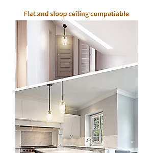 UL-Listed Glass Pendant Light with E26 LED Bulb, JACKYLED Adjustable Height Antique Brass Hanging Light, Modern Gold Pendant Light for Kitchen Island