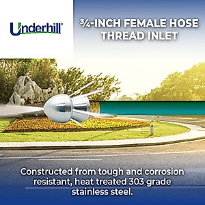 Underhill Drain Blaster Hose Cleaner Nozzle, Sewer Jetter, Washer, High Pressure Hose Attachment Tip, 70 PSI, 3/4-Inch Female Hose Thread Inlet, DN-75