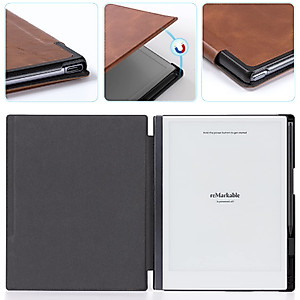 CoBak Case for Remarkable 2 Paper Tablet - Lightweight and Hard Back Shell Protective Book Folio Cover with Built-in Pen Holder - for 10.3" 2020 Released (Brown)