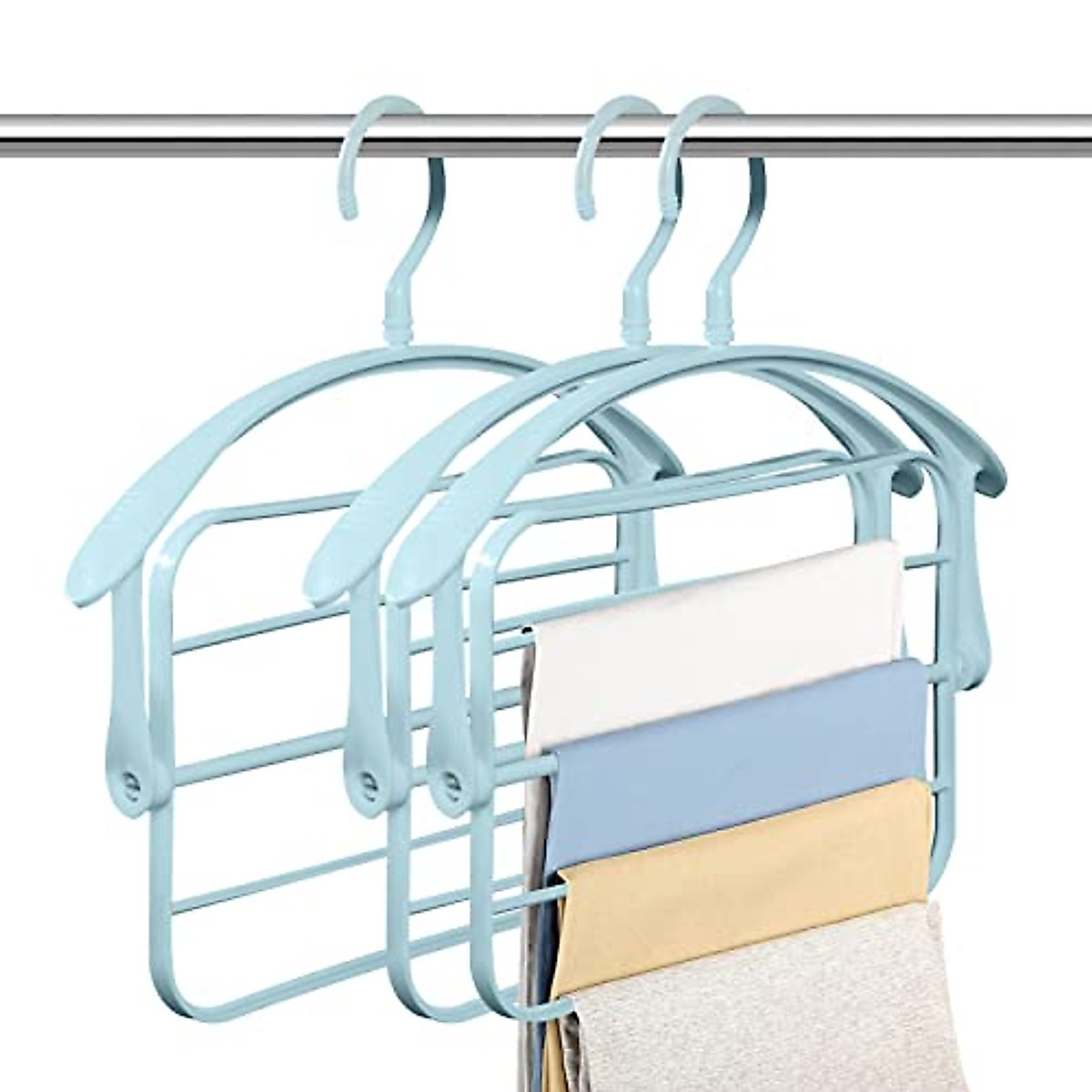Pants Hangers Space Saving,3 Pack Multifunctional Pants Rack Hanger,Rotatable Closet Storage Organizer with Anti-Slip Design for Pants Jeans Scarf Towels Shoes,Travel Essentials