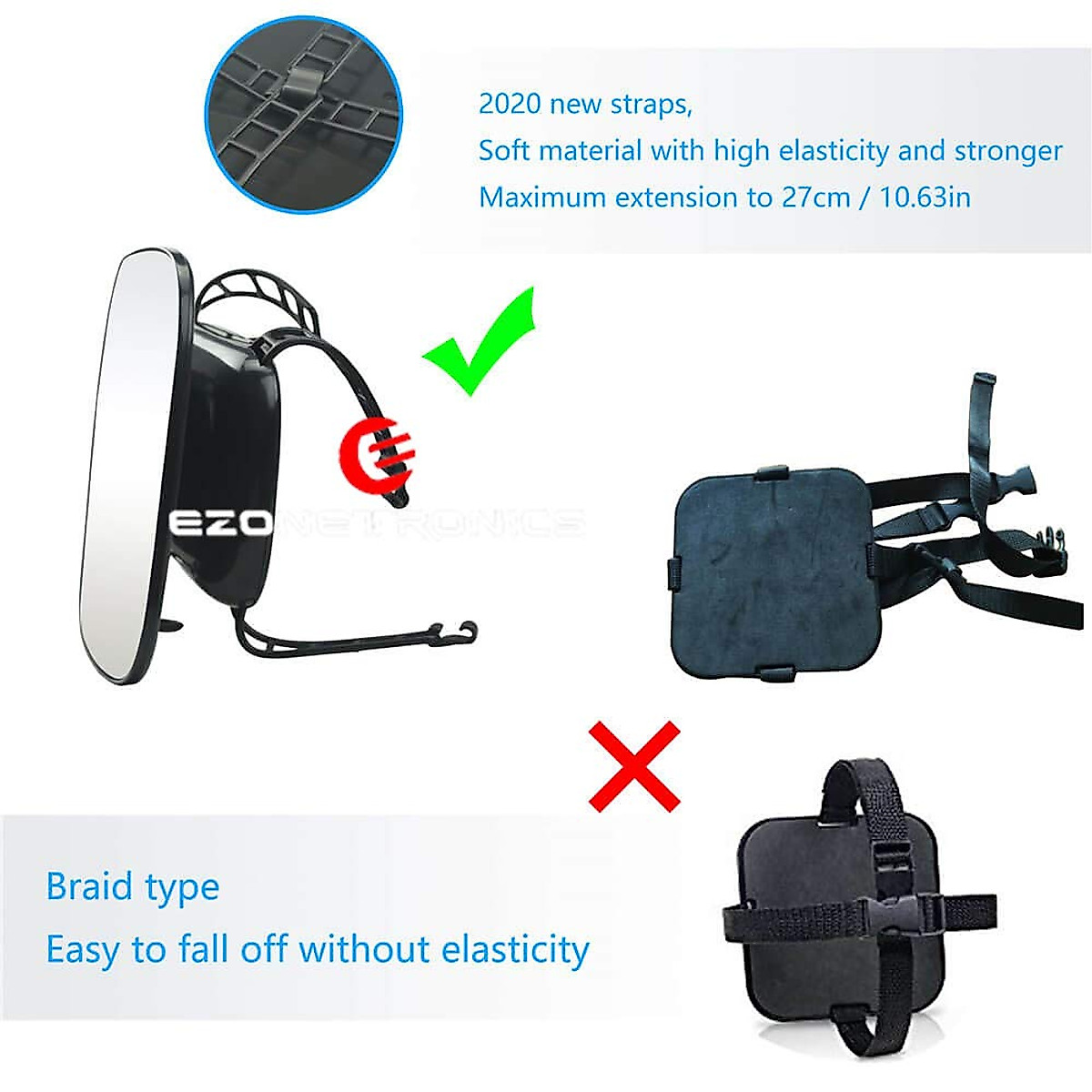 Ezonetronics Baby Car Mirror Rear Facing Seat All-in-one Easy Fit Backseat