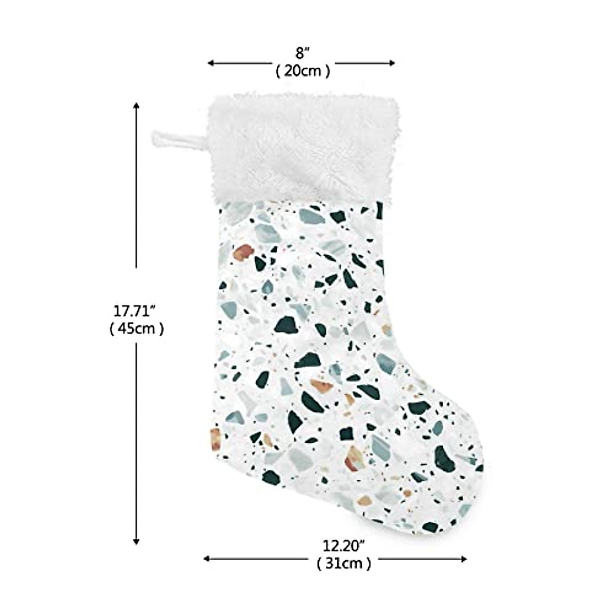 Kigai Christmas Stockings Classic Terrazzo Large Candy Stockings Stuffers Kids Cute Xmas Sock Decorations 1PC for Home Holiday Party 12" x18"