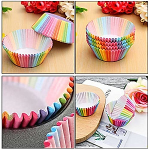 100 Pack Cupcake Baking Cups Rainbow Cupcake Liners Standard Size Rainbow Muffin Liners for Birthday Party Wedding Cake Paper Cup Colorful Cupcake Wrappers Food Grade Greaseproof Paper Muffin Liner