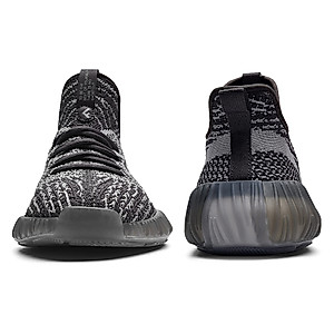 EFOBIH Mens Walking Athletic Shoes Casual Breathable Sport Tennis Athletic Slip on Lightweight Running Sneakers Darkgrey US 9