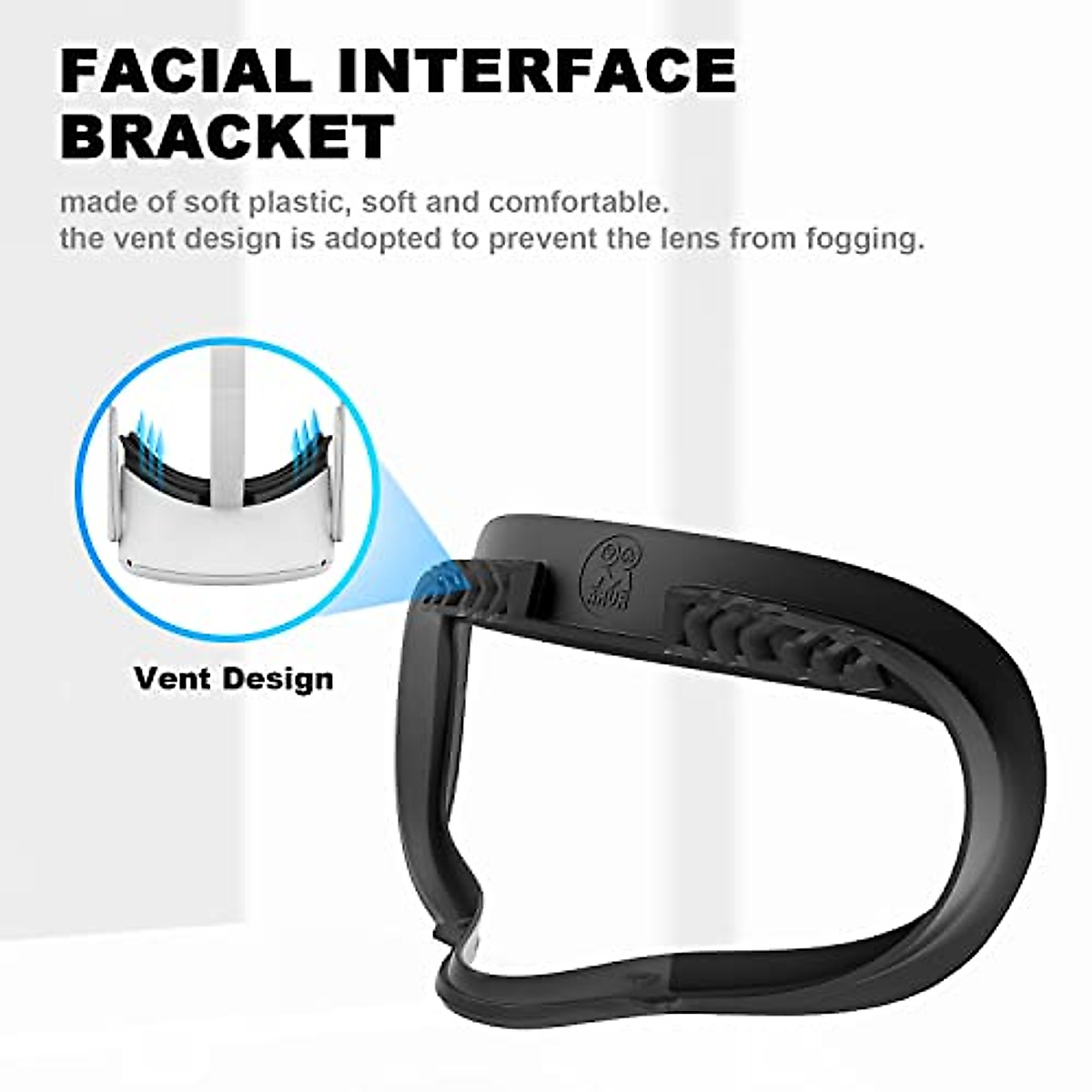 UPOK Facial Interface Bracket Face Cover for Oculus Quest 2 - Meta Accessories Eyes Vent Soft Cushion Foam Leather Skin Enhance Comfort with Lens Spacer Protector, Block Light (7-Pcs Set)