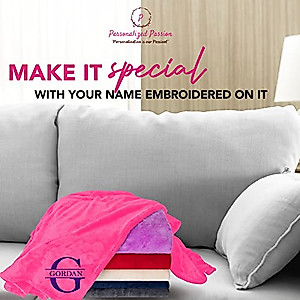 Personalized Blankets for Adults with Custom Name & Initial Monogram - Custom Blanket for Him and Her - Super Soft and Cozy Fleece Blanket - 60x40 Inches Unisex Customized Blanket - Hot Pink