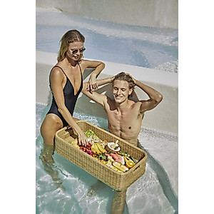 Floating Pool Tray Floating Serving Tray Table & Bar - Swimming Pool Floats for Adults, Spas, & Pool Parties - Floating Tray for Pool Serving Drinks, Floating Brunch, Food on The Water - Honey