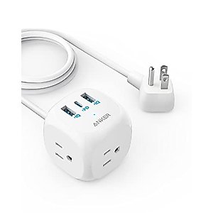 Anker 20W USB C Power Strip, 321 Power Strip with 3 Outlets and USB C Charging for iPhone 14/13 Series, 5 ft Extension Cord, Power Delivery,for Dorm Rooms,Home Office, Cruise Ship Travel, TUV Listed
