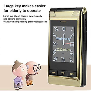Hilitand Unlocked Flip Mobile Phones for Seniors, 2G/3G ​Network Dual SIM Dual Screen 3.0" Display Cell Phone, Large Button and 5900mAh Battery Phone Multi-​Function for Elderly & Kids(Gold-US)