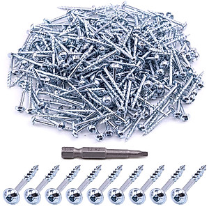 Glarks 280Pcs #8x1-1/2'' Pocket Hole Screws Zinc Coated Square Drive Self Tapping Coarse Thread Wood Screws for Wood and Sheet Metal (#8x1-1/2'' Coarse Thread)