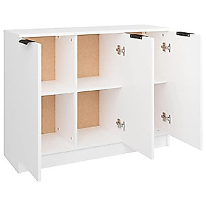 loibinfen Sideboard Buffet Server Storage Cabinet with 3 Doors, Console Table Home Kitchen Sideboard Dining Room Furniture Entryway Cupboard, White 35.6"x11.8"x27.6" -AA