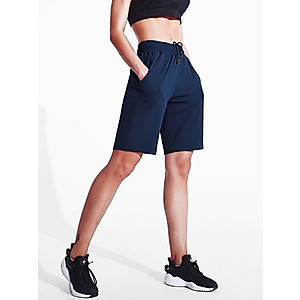 NELEUS Women's 10 inch Running Shorts Workout Athletic Short for Yoga with Pocket,3 Pack,Black/Grey/Navy Blue,US 2XL,EU 3XL