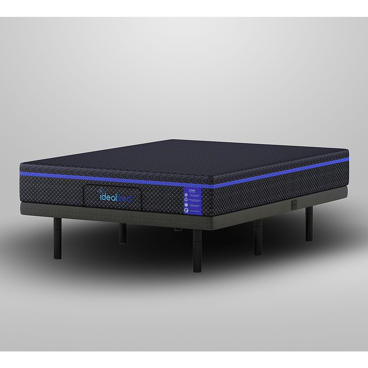 iDealBed S4 Nebula Luxury Hybrid Mattress + 7i Custom Adjustable Bed Sleep System, Comfort, Cooling & Support, Silent Performance, Lumbar Support, Pillow Tilt (Medium Firm, Queen)