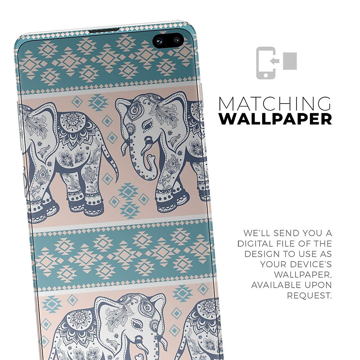 DesignSkinz Walking Sacred Elephant Pattern V2 Protective Vinyl Decal Wrap Skin Cover Compatible with The Samsung Galaxy S20 (Screen Trim & Back Glass Skin)