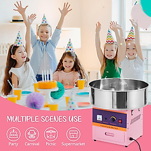 Garvee Commercial Cotton Candy Machine, 1000W Cotton Candy Maker with Stainless Steel Bowl, Sugar Scoop and Large Storage Drawer, Perfect for Home Party, Kids Birthday, Carnival, Pink