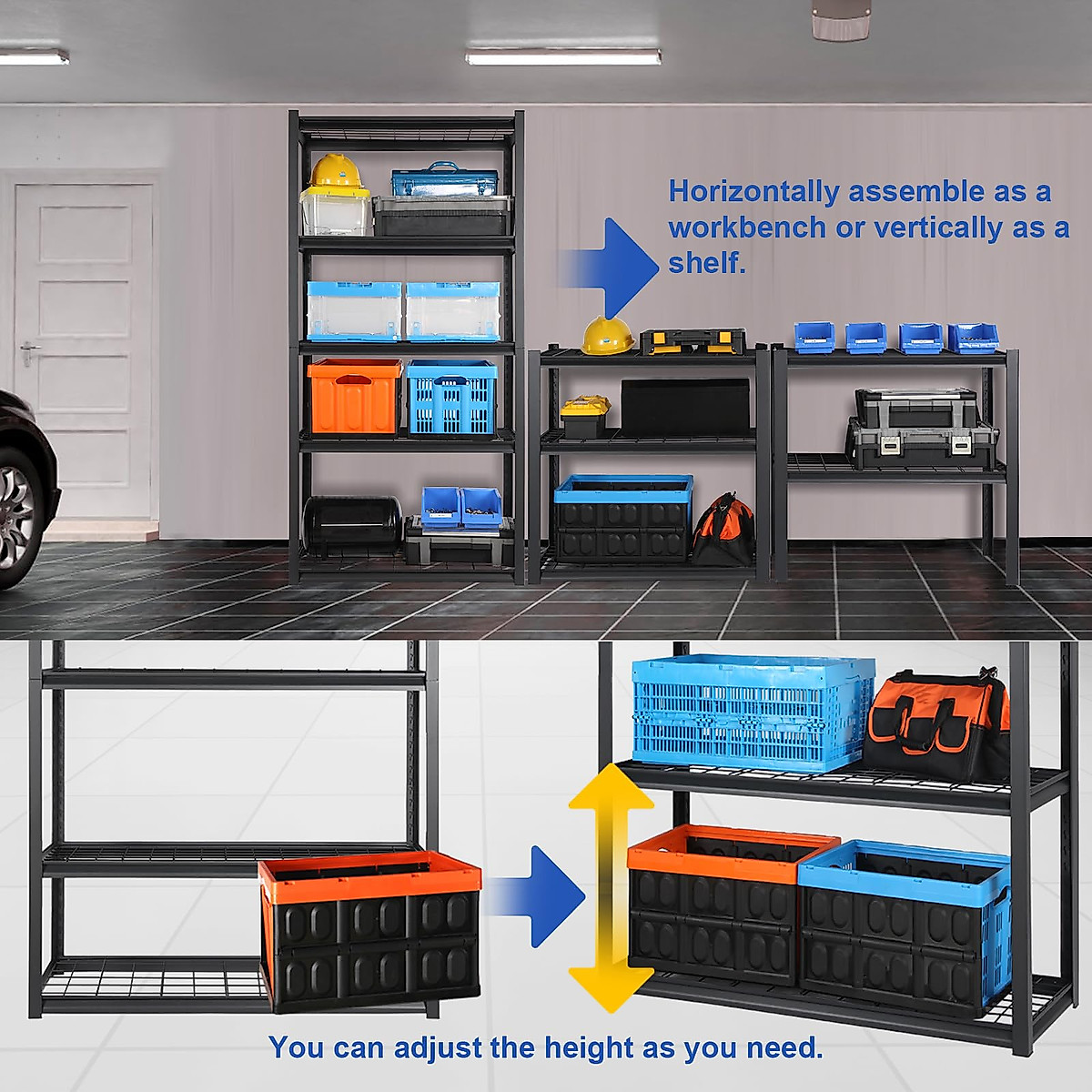 PACHIRA E-Commerce 35.5" W x 16.5" D x 72" H Garage Shelving Heavy Duty Loads 2000LBS, 5 Tier Adjustable Storage Shelves Metal Shelving Garage Utility Rack
