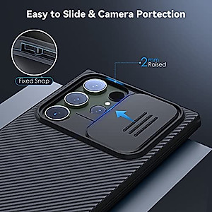 CloudValley for Galaxy S23 Ultra Case with Slide Camera Cover, Slim Shockproof Protective Phone Cases with Sliding Camera Lens Protection for Galaxy S23 Ultra 6.8in 5G (2023) - Black