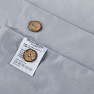JELLYMONI Light Grey 100% Washed Cotton Duvet Cover Set, 3 Pieces Luxury Soft Bedding Set with Buttons Closure. Solid Color Pattern Duvet Cover King Size(No Comforter)