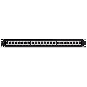 TRENDnet 24-Port Cat6A Shielded Patch Panel, 1U 19" Metal Housing, 10G Ready, Cat5e,Cat6,Cat6A Compatible, Cable Management, Color-Coded Labeling for T568A and T568B Wiring, Black, TC-P24C6AS