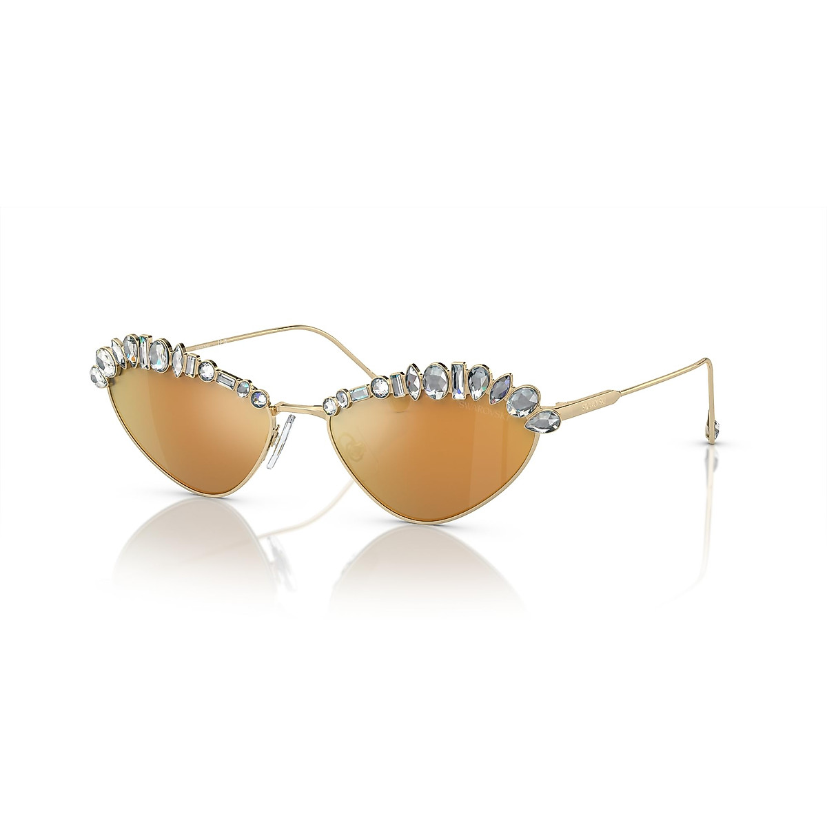 SWAROVSKI SK7009 Sunglasses, Pale Gold/Brown Mirrored Gold, 55 mm
