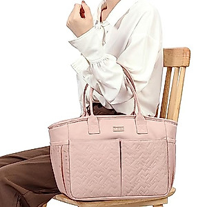 NISHEL Lunch Box for Women, Portable Insulated Lunch Bag, Reusable Cooler Bag with Leak-proof Insulated Thermal Compartment, Tote for Office Work Picnic Travel Gym, Pink