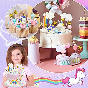 Rainbow Cake Decorations Rainbow Horse Cake Topper Rainbow Cloud Cake Topper Kit Balloon Happy Birthday Banner Cake Decoration Ball Cupcake Picks for Kids Girls Baby Shower Birthday Party Supplies