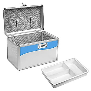 eoere 5.8L Combination Lock Medicine Cabinet w/Separate Removable Divider, First Aid Box w/Individual 3-Digit Lock, Child Proof Lockable Storage Box Aluminum Alloy, Size 10 x 7 x 7.3 Inches