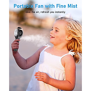 TriPole Handheld Fan Misting Fan 4000mAh Portable Fan with Mist 3 Speed Mini Fan Rechargeable Battery Operated Hand Fan for Kids Boys Girls Women Travel Vacation Outdoor, 8-29H Working, Black